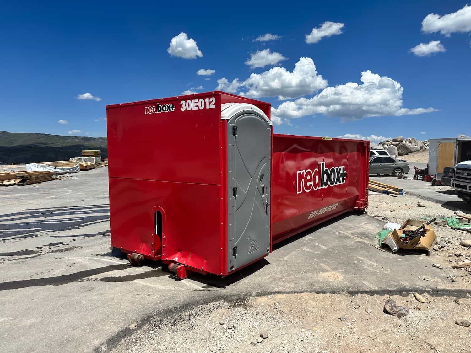 Portable Toilet Rental & Dumpster Combo | redbox+ dumpsters Elite Dumpsters